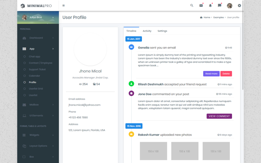 MinimalPro Boxed Dashboard - Bootstrap Admin Templates