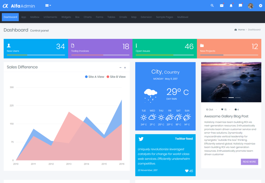Alfa Horizontal - Bootstrap Admin Templates
