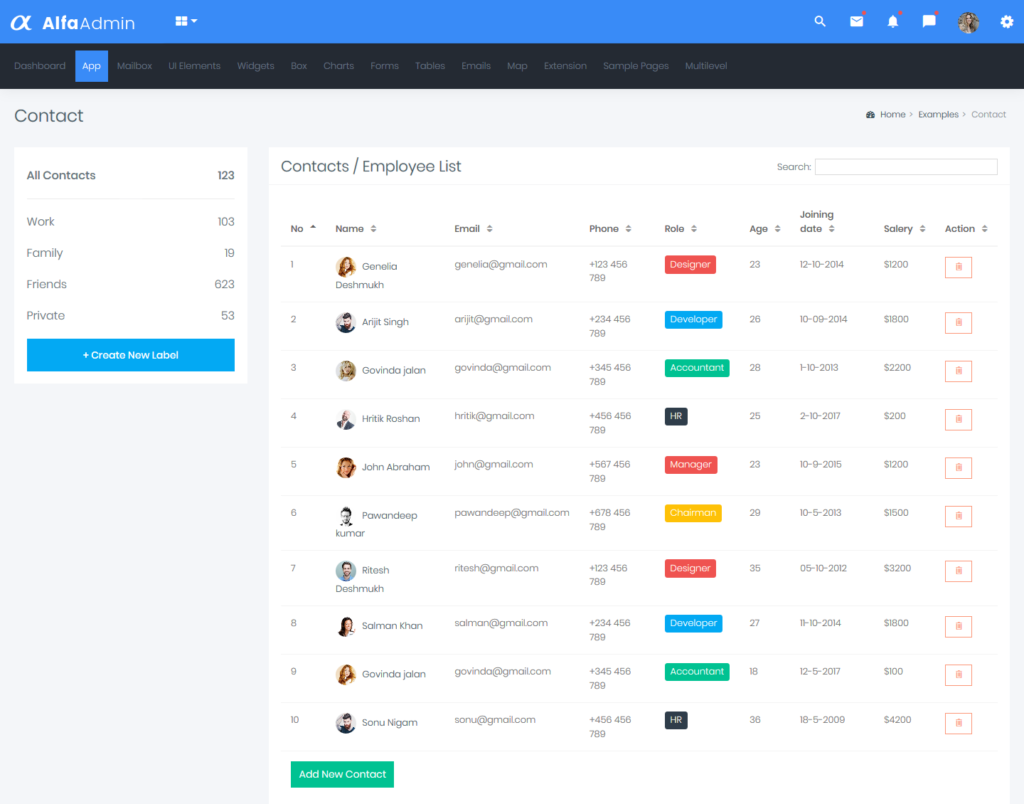 Alfa Horizontal - Bootstrap Admin Templates