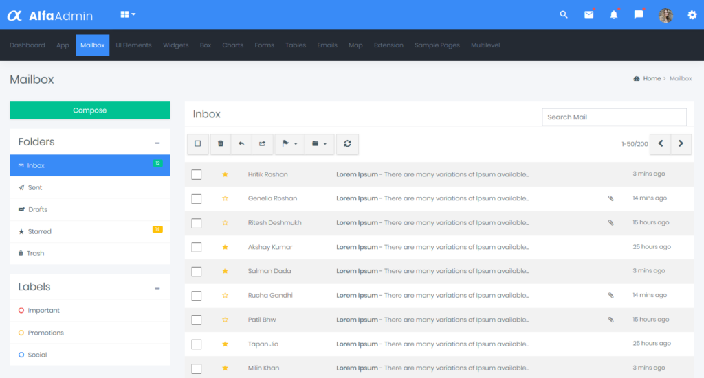 Alfa Horizontal - Bootstrap Admin Templates