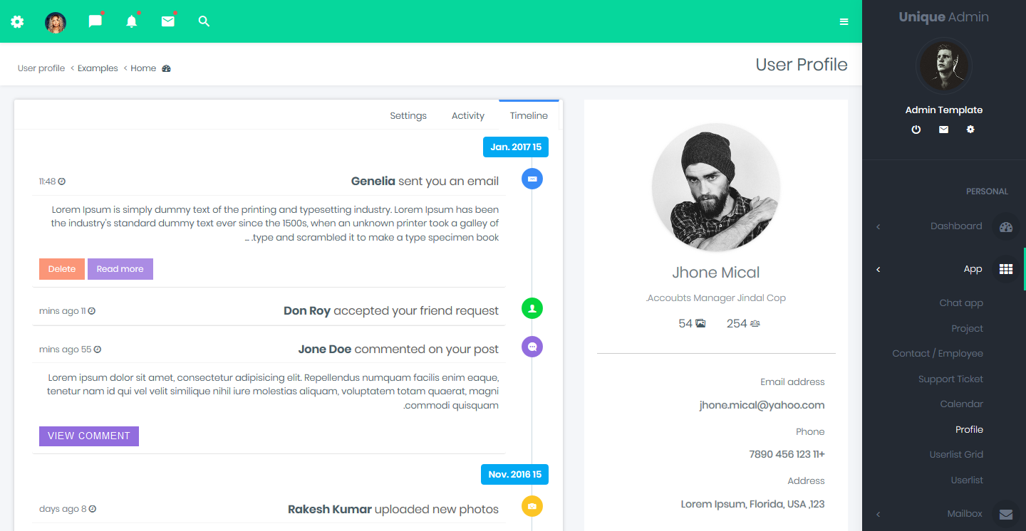 Unique RTL Responsive Bootstrap Admin Templates & WebApp Template