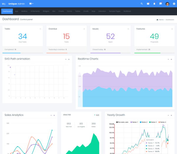 Unique Horizontal Nav - Responsive Bootstrap Admin Templates