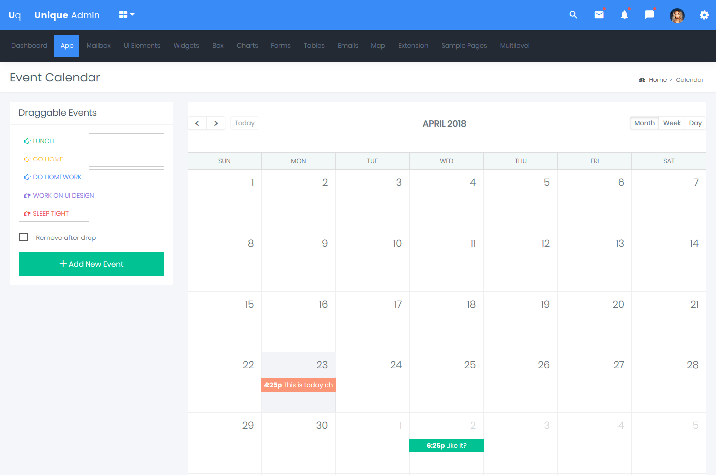 Unique Horizontal Nav - Responsive Bootstrap Admin Templates