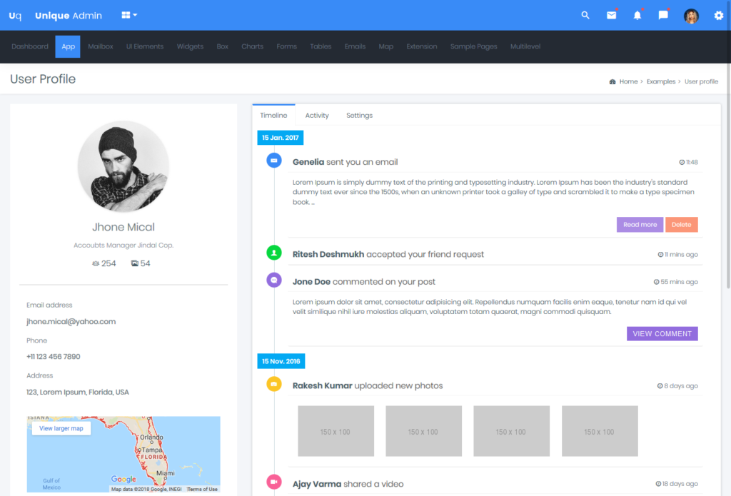 Unique Horizontal Nav - Responsive Bootstrap Admin Templates