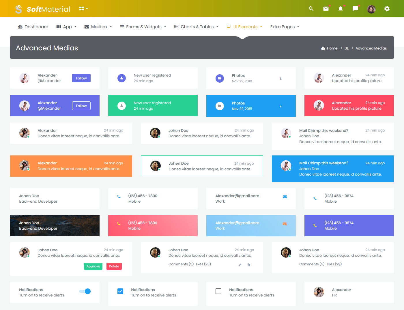 Soft Material Horizontal Nav Bootstrap Admin Templates