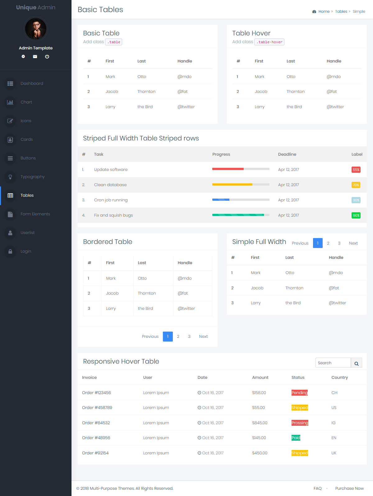 Free Unique Lite – Responsive Bootstrap Admin Templates