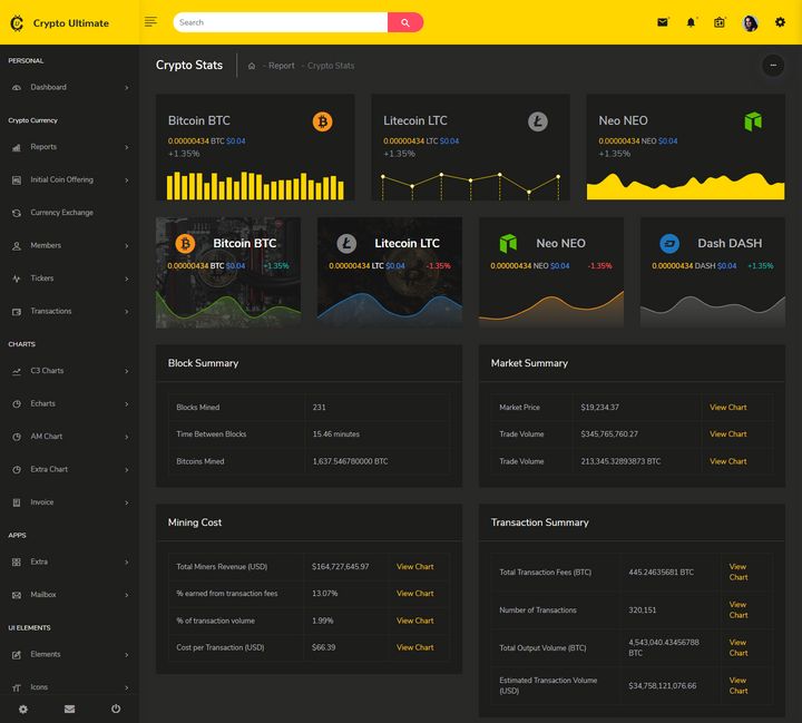 Inspiring Crypto Bootstrap Admin Templates For CryptoCurrency
