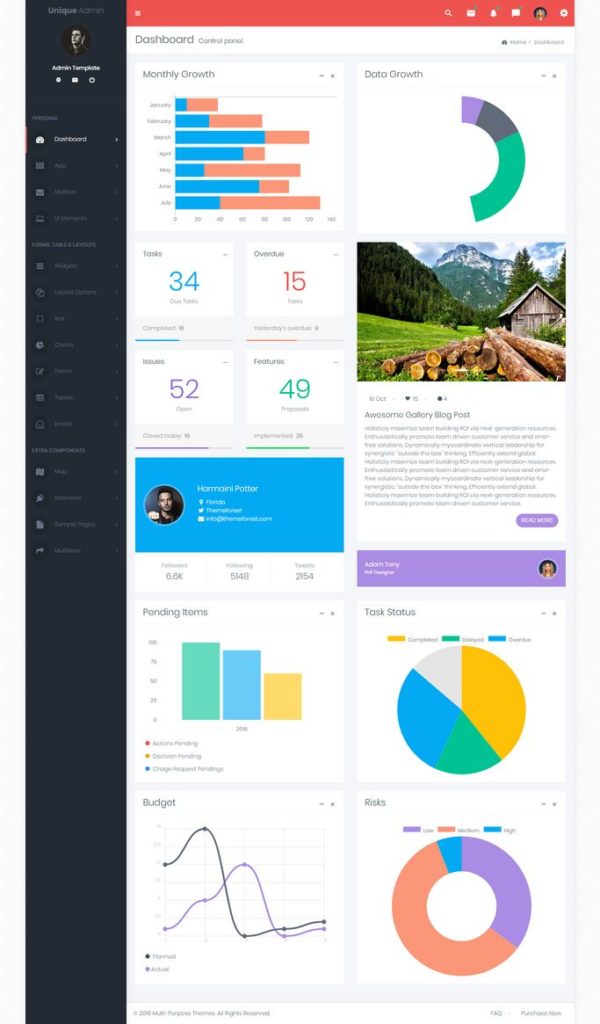 Unique Admin Templates Bootstrap | Premium Admin Templates