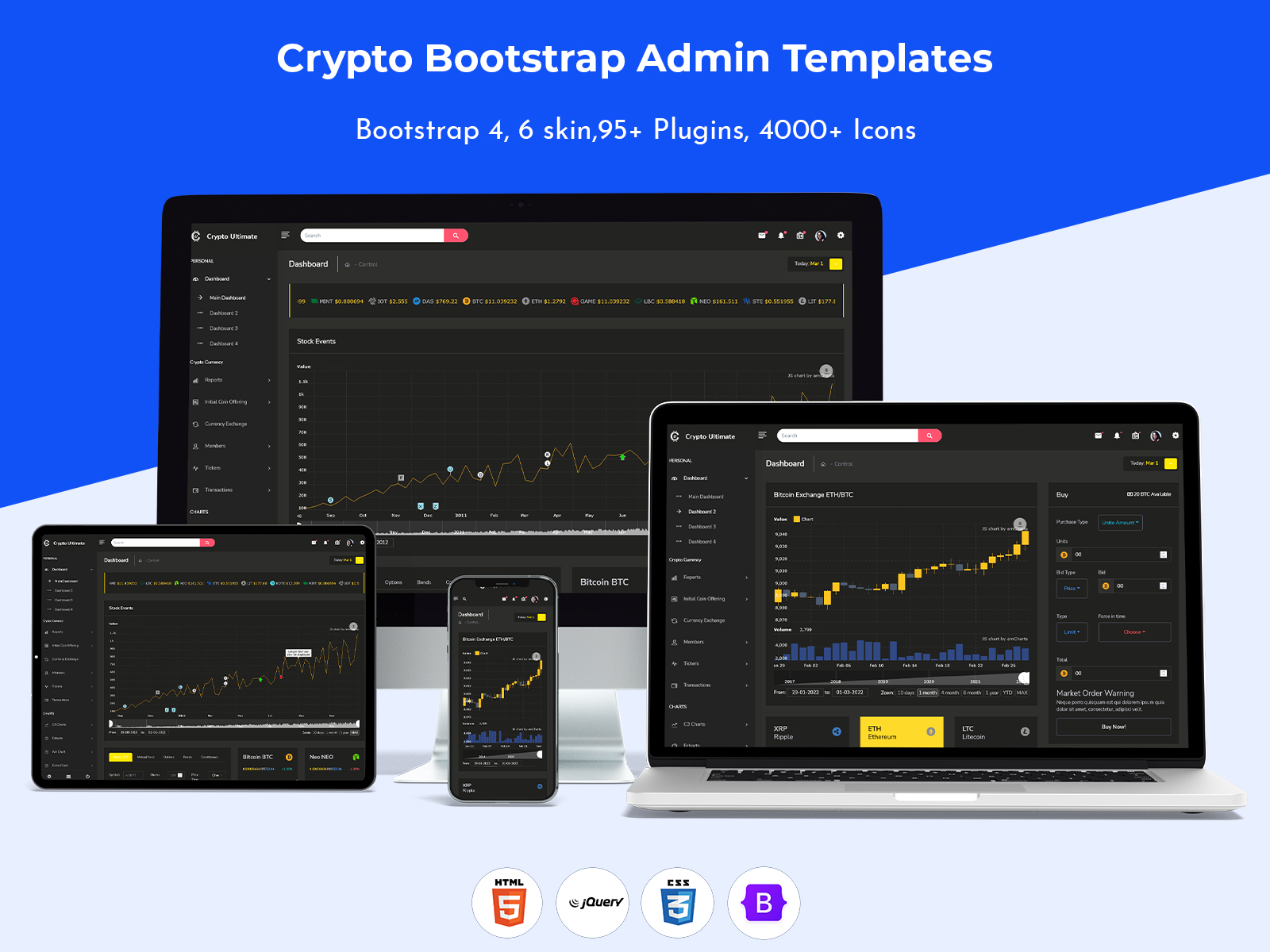 CryptoCurrency Admin Templates with Crypto Bootstrap UI Kit