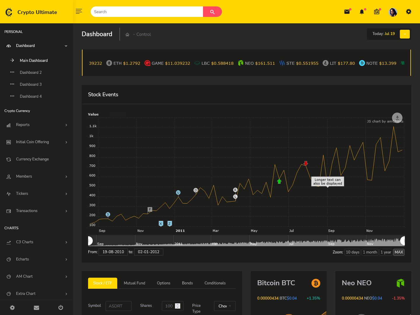 Powerful WebApp with Cryptocurrency Dashboard Admin Template