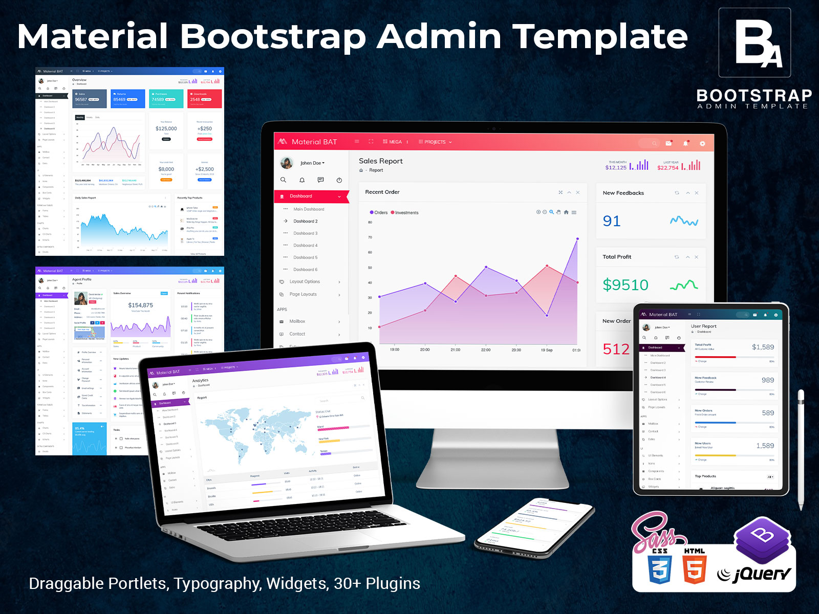 Material - Bootstrap Admin Web App With Admin Dashboard