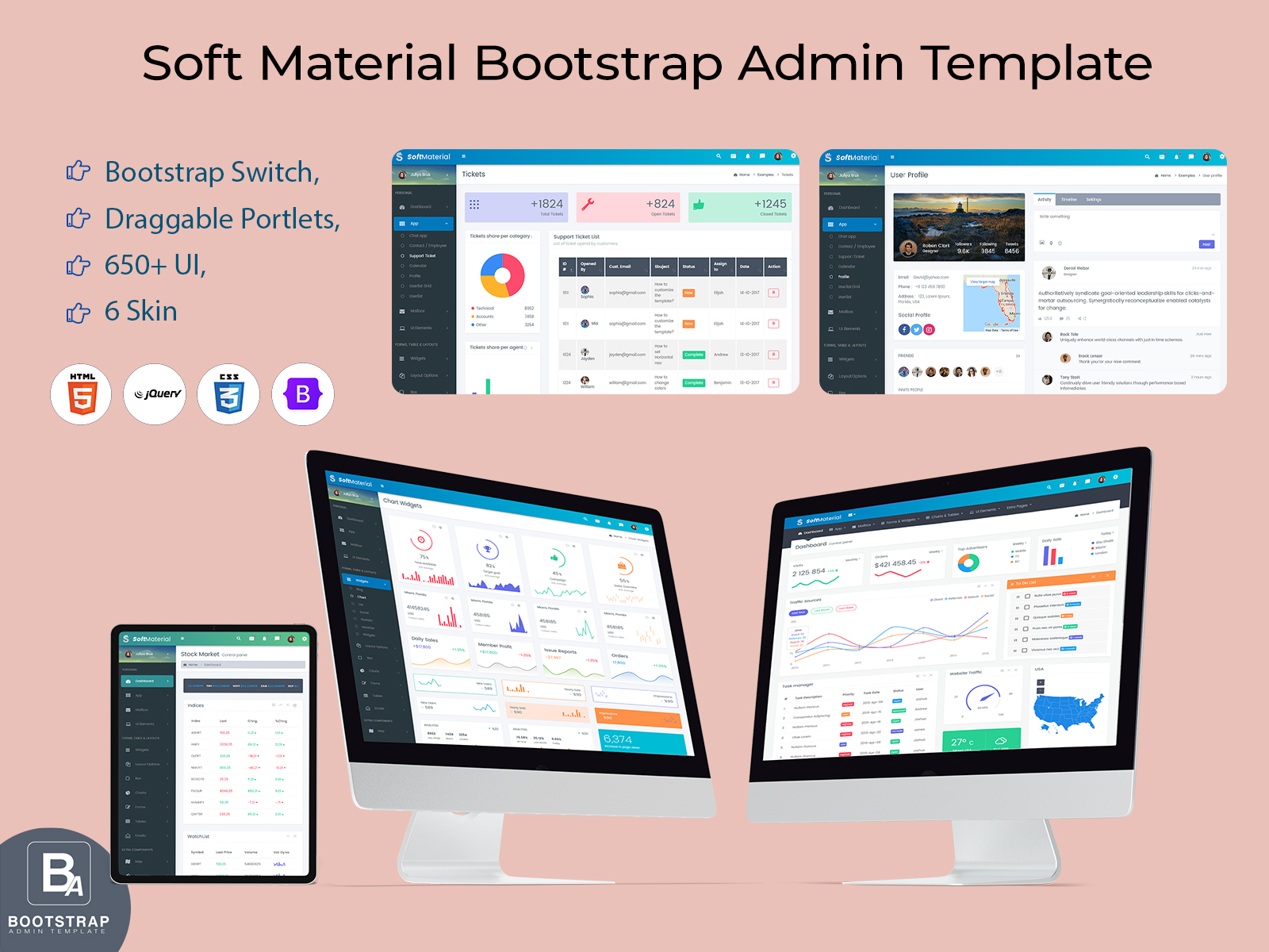 Soft Material - Responsive Admin Dashboard With Dashboard Templates Soft Material - Responsive Admin Dashboard With Dashboard Templates