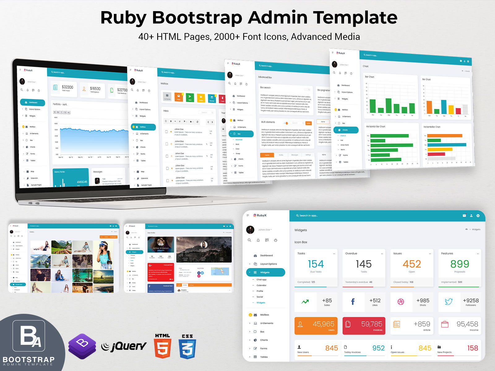 Ruby - Amazing Admin Dashboard UI Kit With UI Framework Ruby - Amazing Admin Dashboard UI Kit With UI Framework