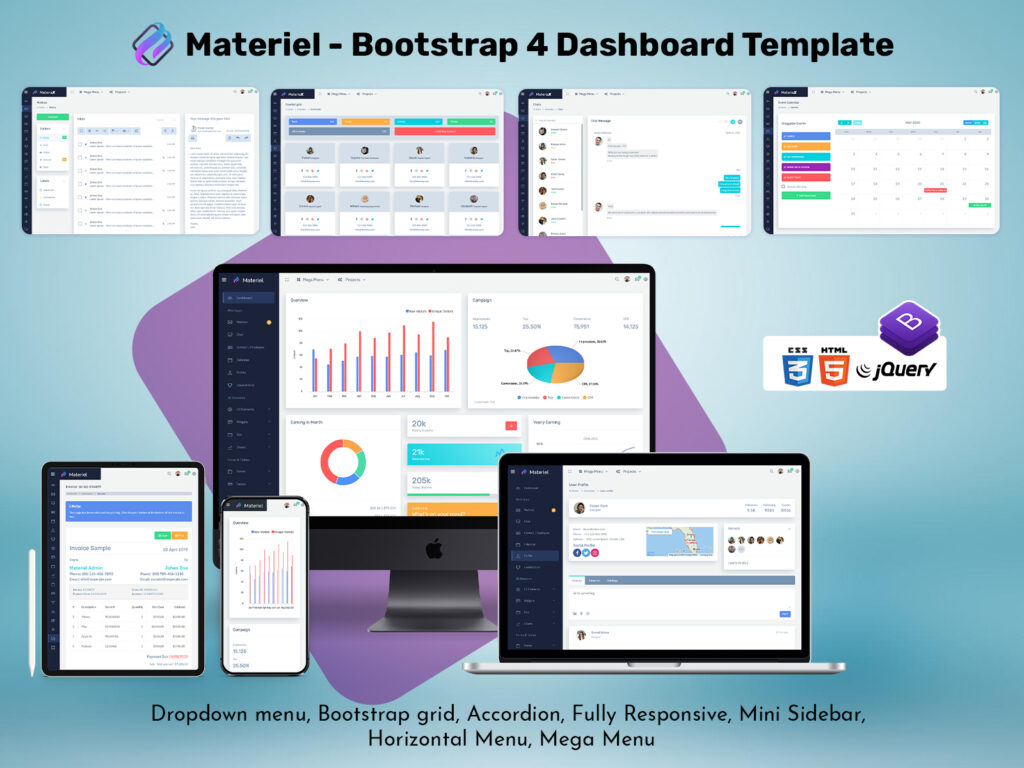 Materiel - Bootstrap 4 Dashboard Template - Bootstrap Admin Template