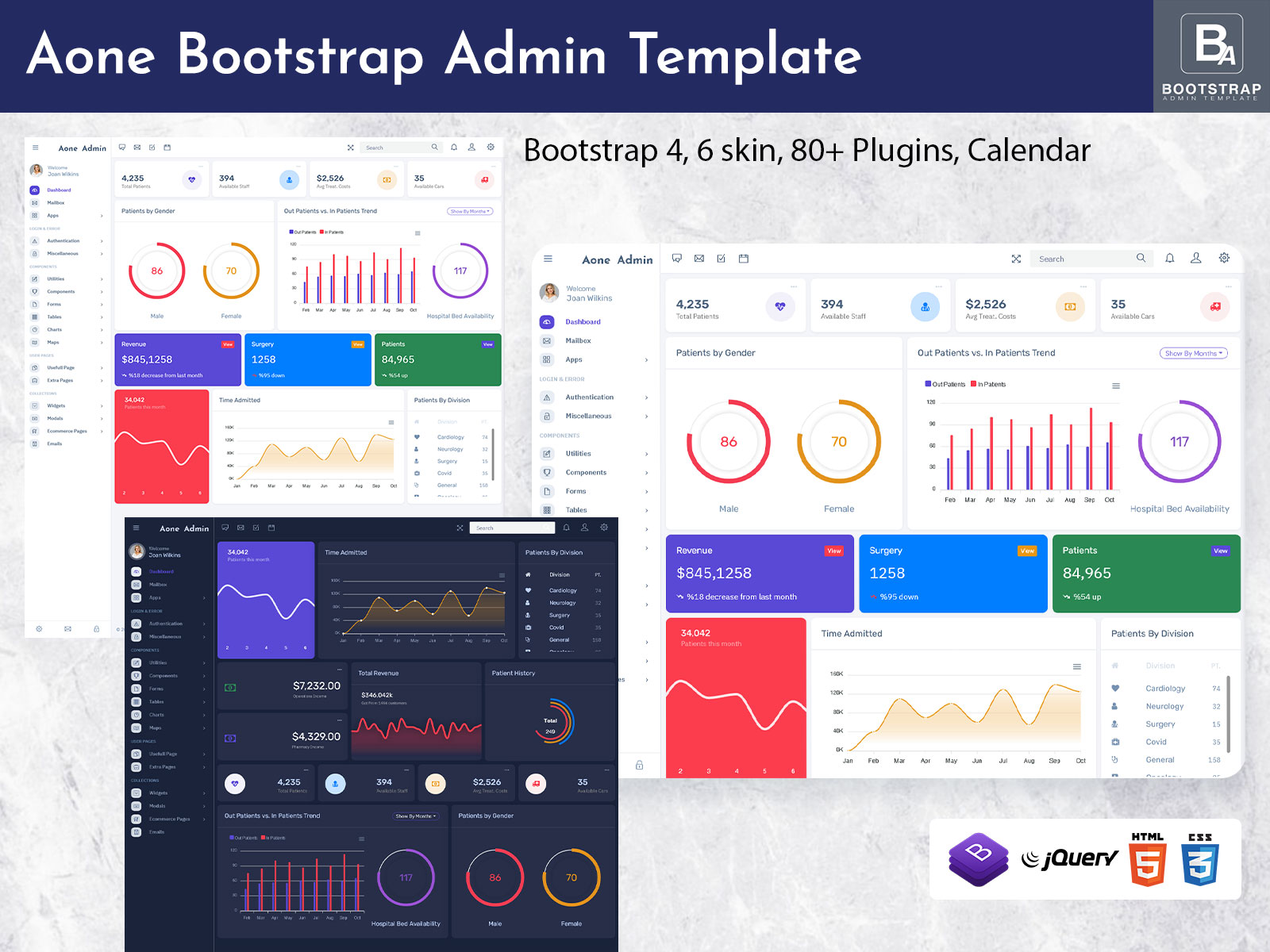 Aone Bootstrap Admin Dashboard with Dashboard UI Kit