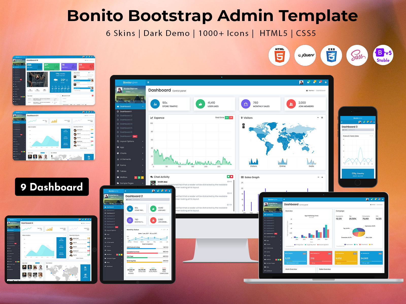 Bonito – Find the Bootstrap Admin Template that best fits your project