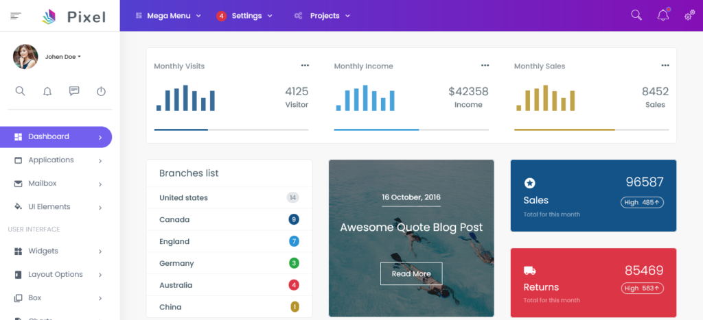 Pixel - Bootstrap Dashboard Template Dashboard - Bootstrap Admin Template